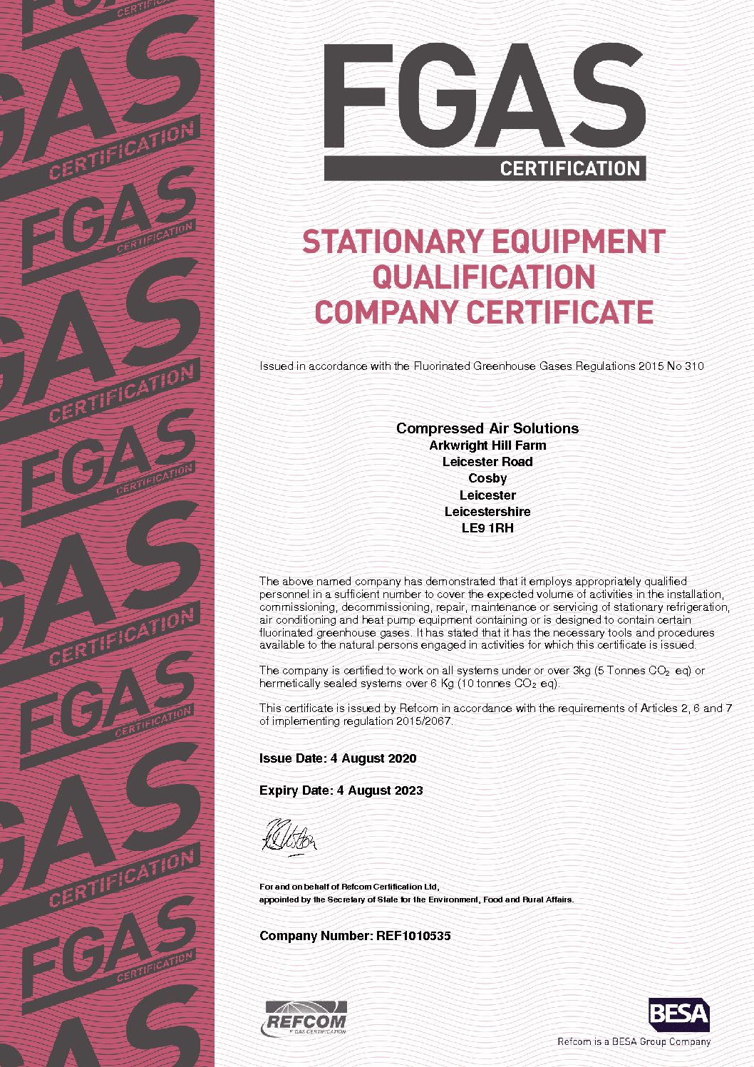 » F Gas | Compressed Air Solutions